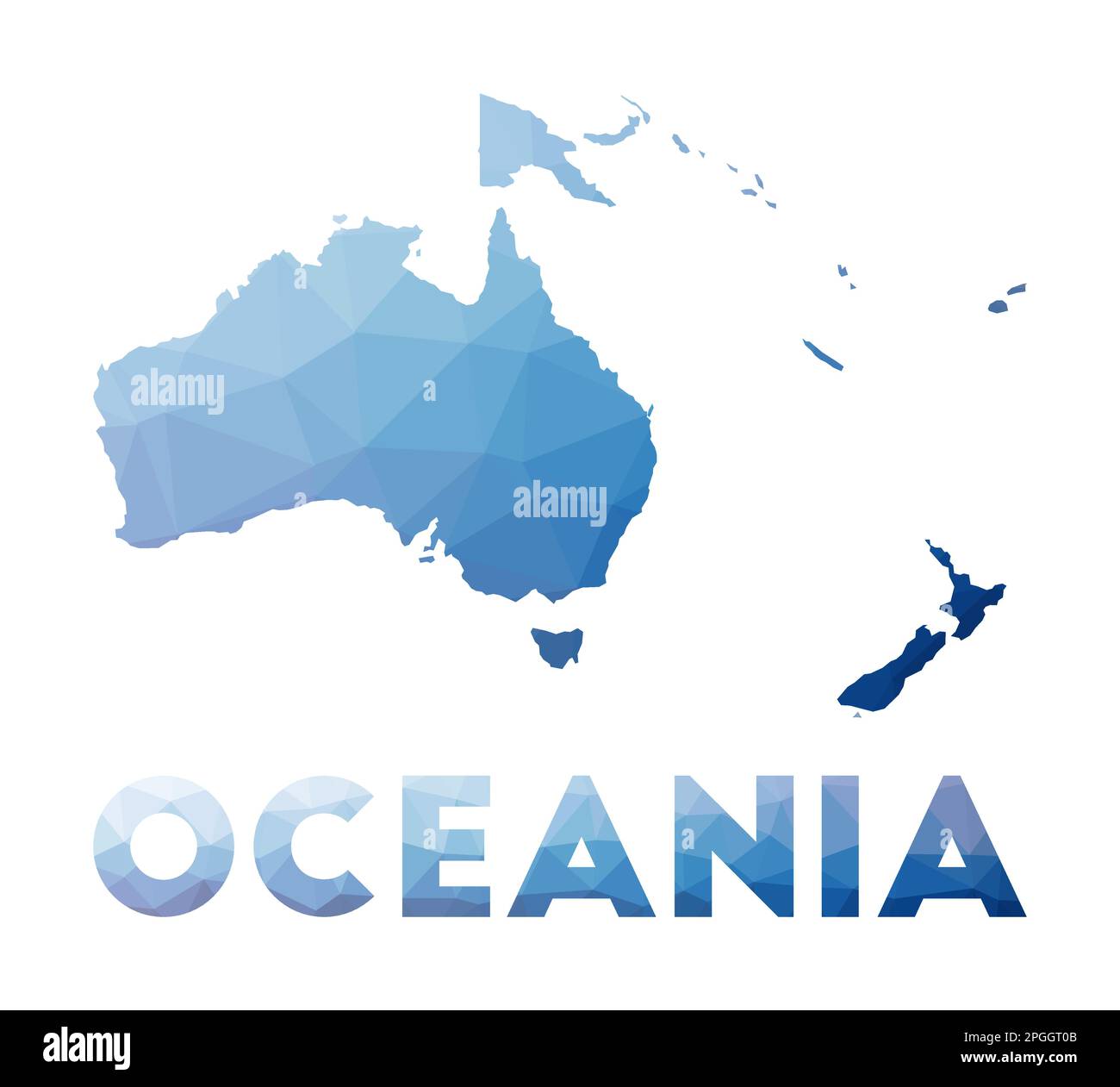 Low poly map of Oceania. Geometric illustration of the continent ...