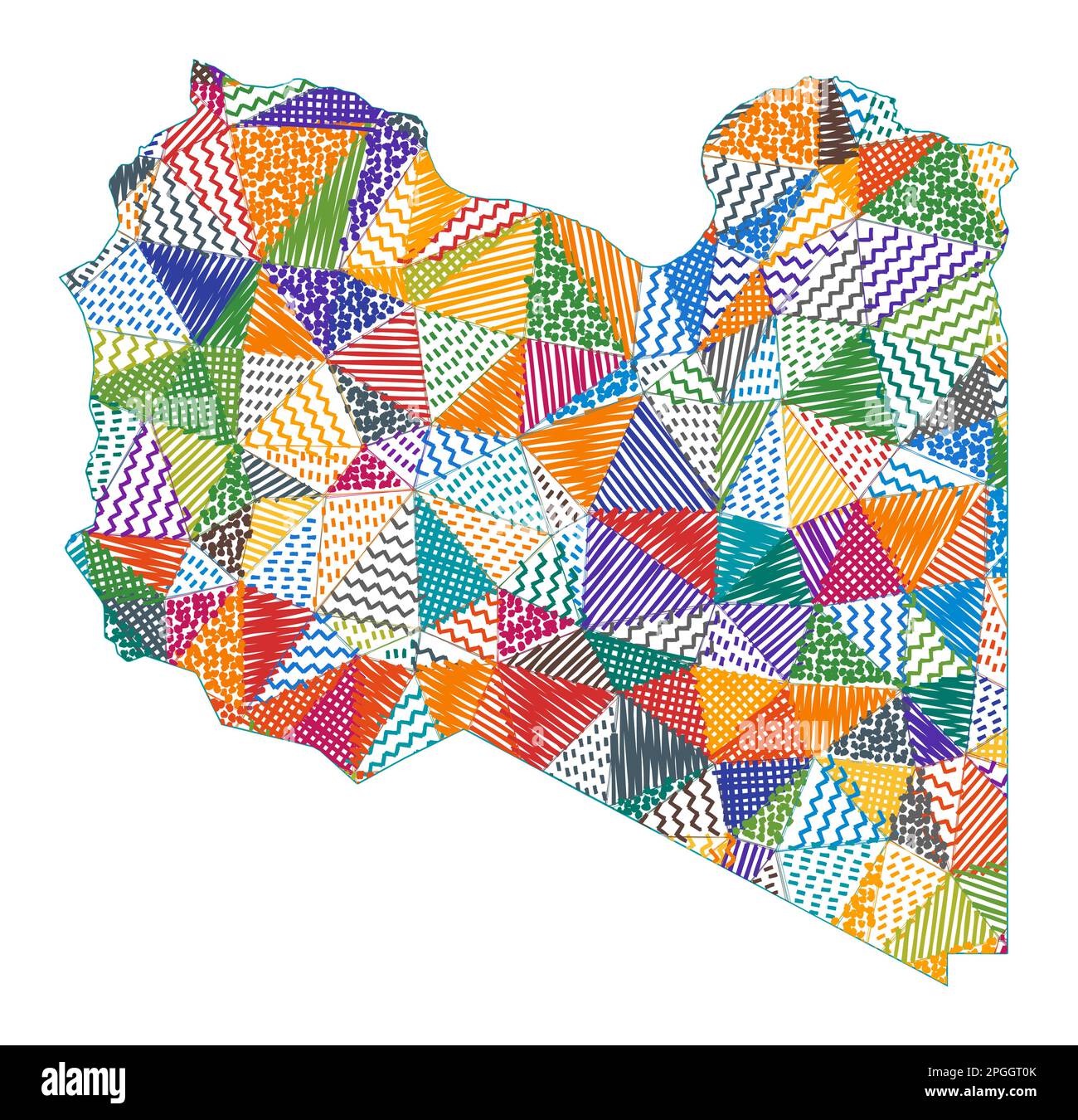 Kid style map of Libya. Hand drawn polygons in the shape of Libya. Vector illustration Stock ...