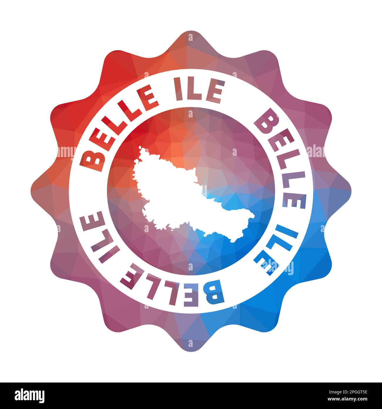 Belle Ile low poly logo. Colorful gradient travel logo of the island in ...
