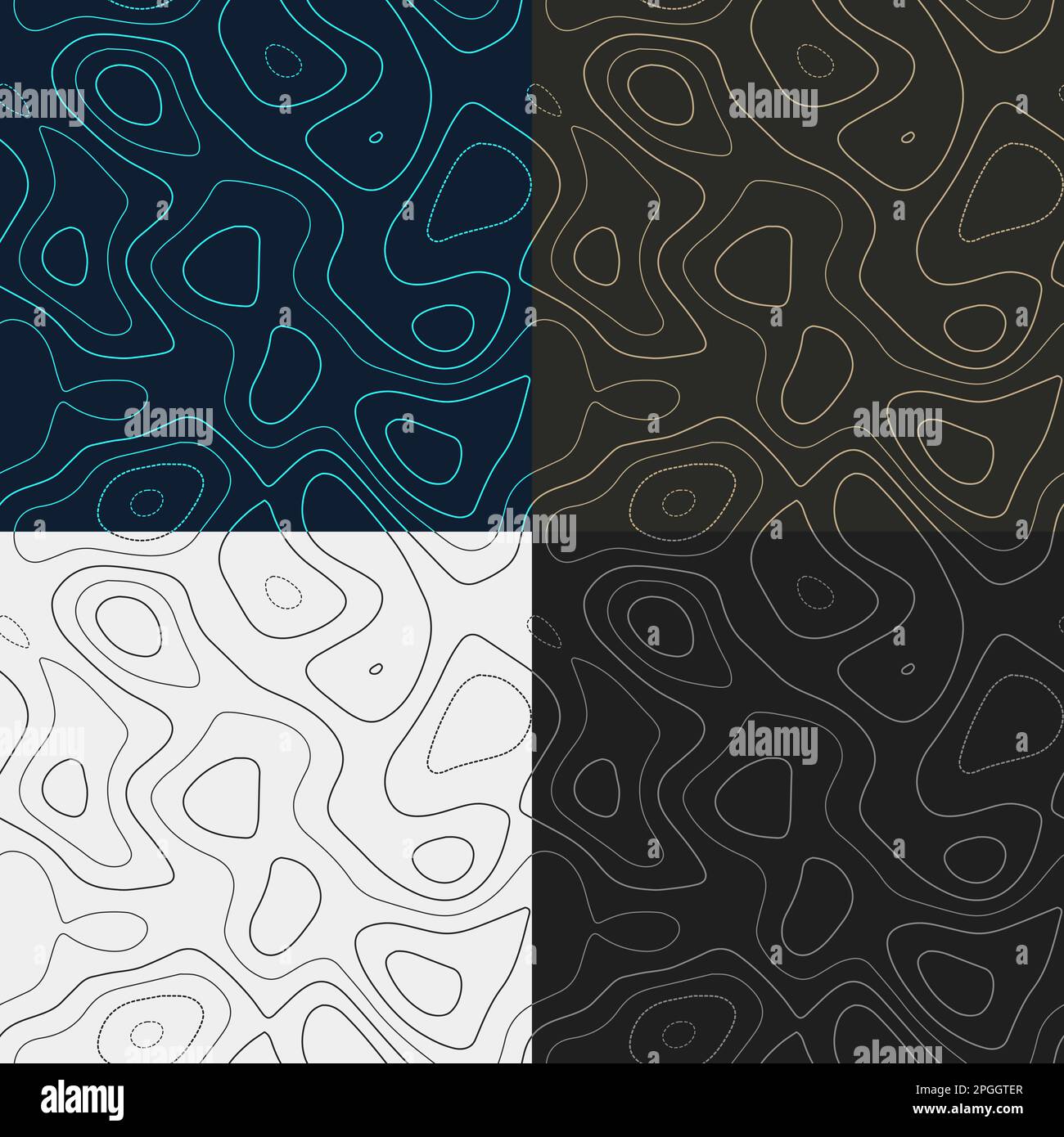 Topography patterns. Seamless elevation map tiles. Astonishing isoline ...