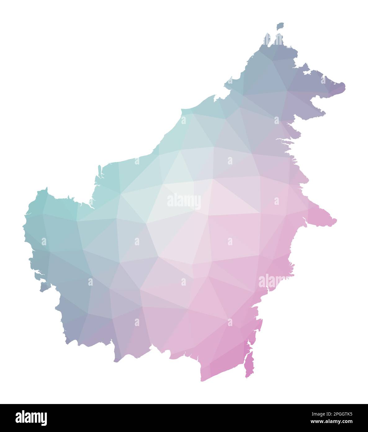 Polygonal map of Borneo. Geometric illustration of the island in ...