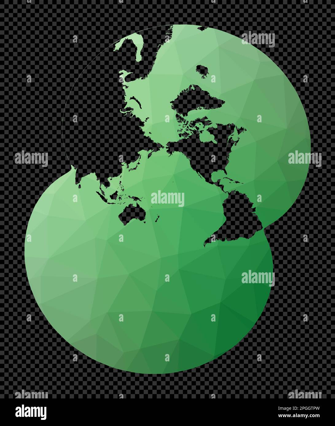 Geometric world map. Modified Stereographic Lee projection. Polygonal ...