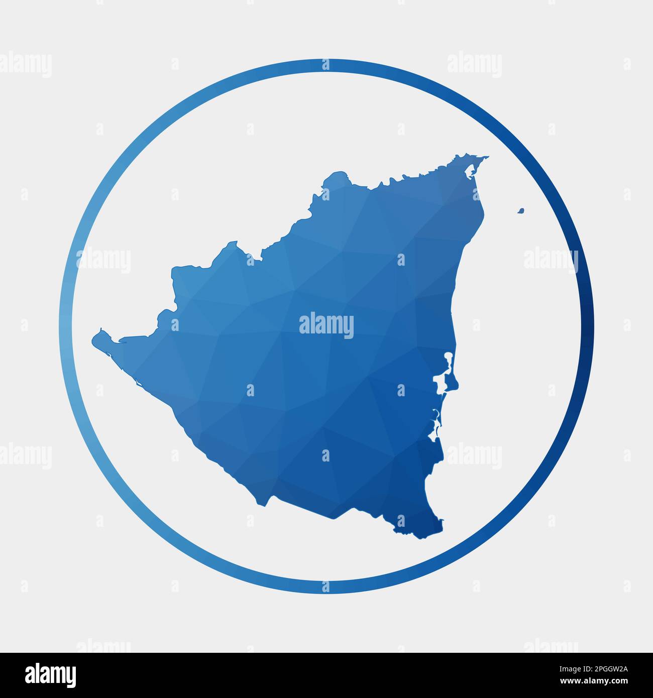 Nicaragua icon. Polygonal map of the country in gradient ring. Round ...
