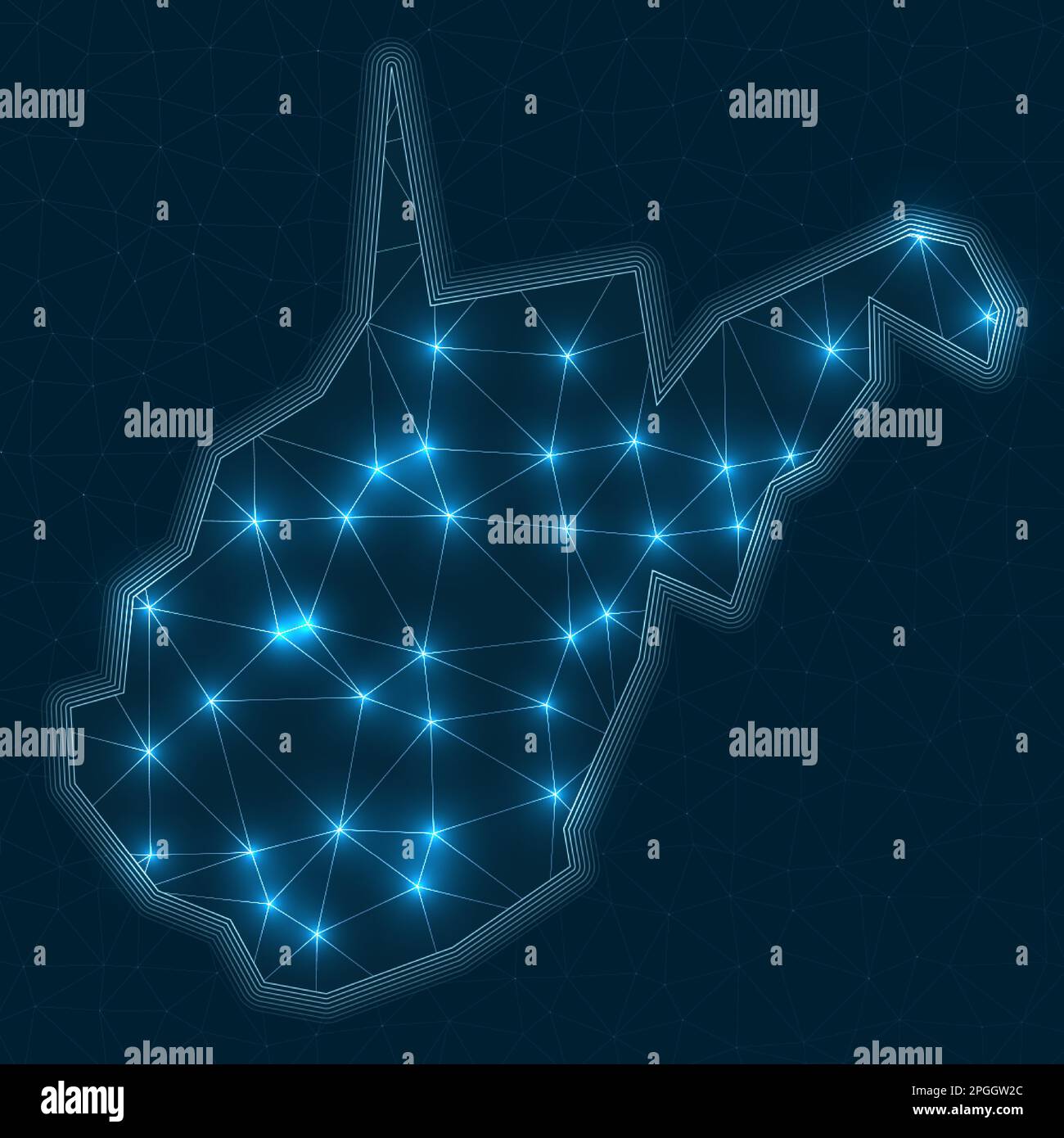 West Virginia network map. Abstract geometric map of the US state ...