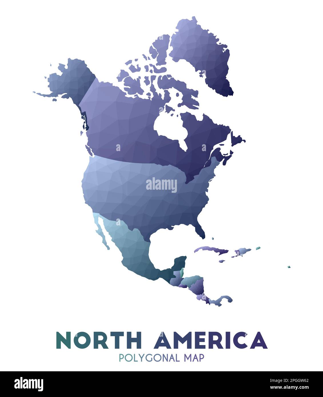 North America Map. Actual low poly style continent map. Pretty vector ...