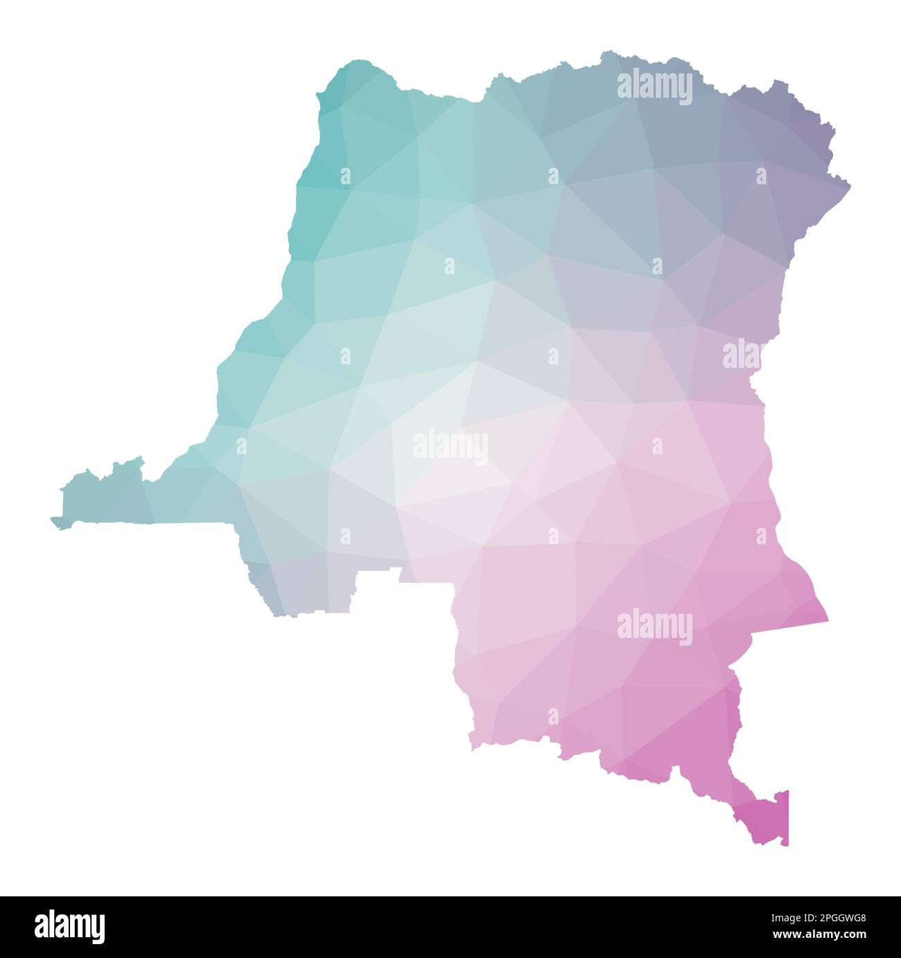 Polygonal map of DR Congo. Geometric illustration of the country in ...