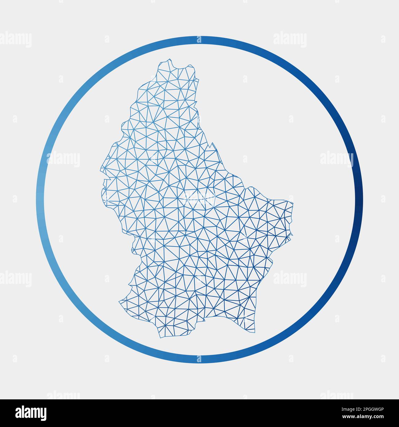 Luxembourg icon. Network map of the country. Round Luxembourg sign with ...