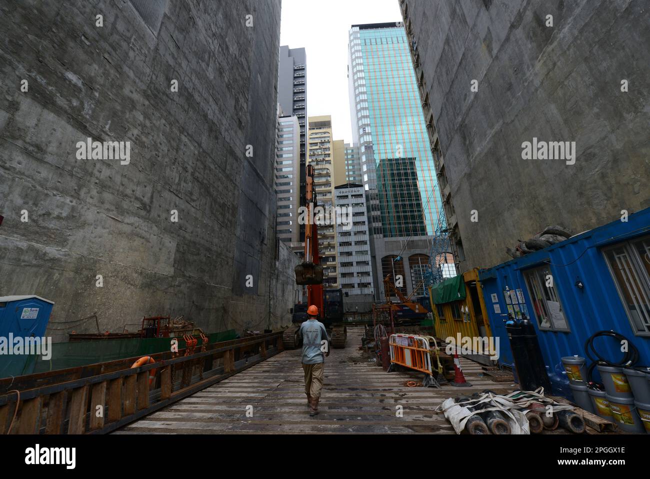 A construction site of a new building replacing an old one on HK Island ...