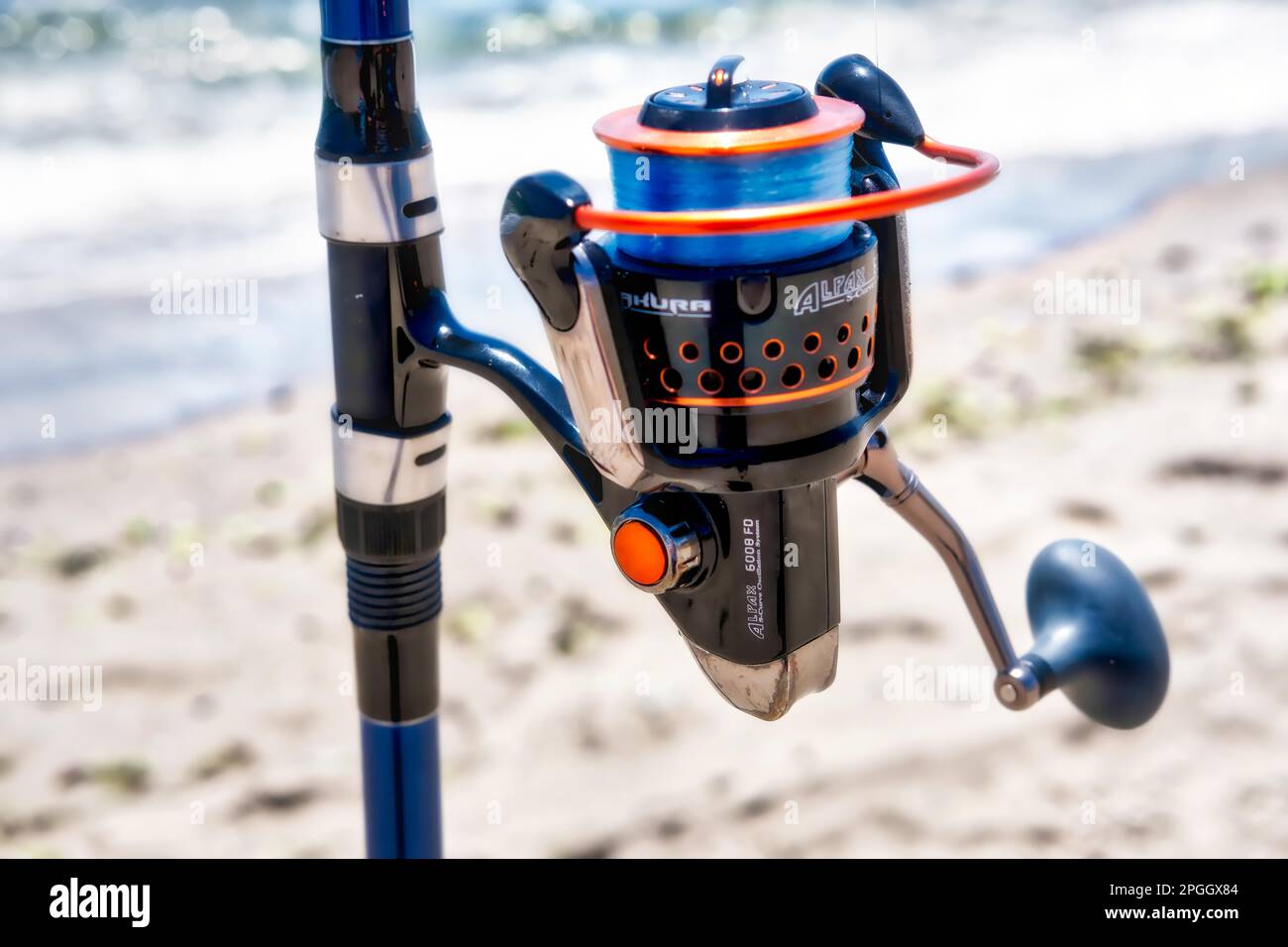 Reel and Rod on the Beach at Calahonda Spain Stock Photo - Alamy
