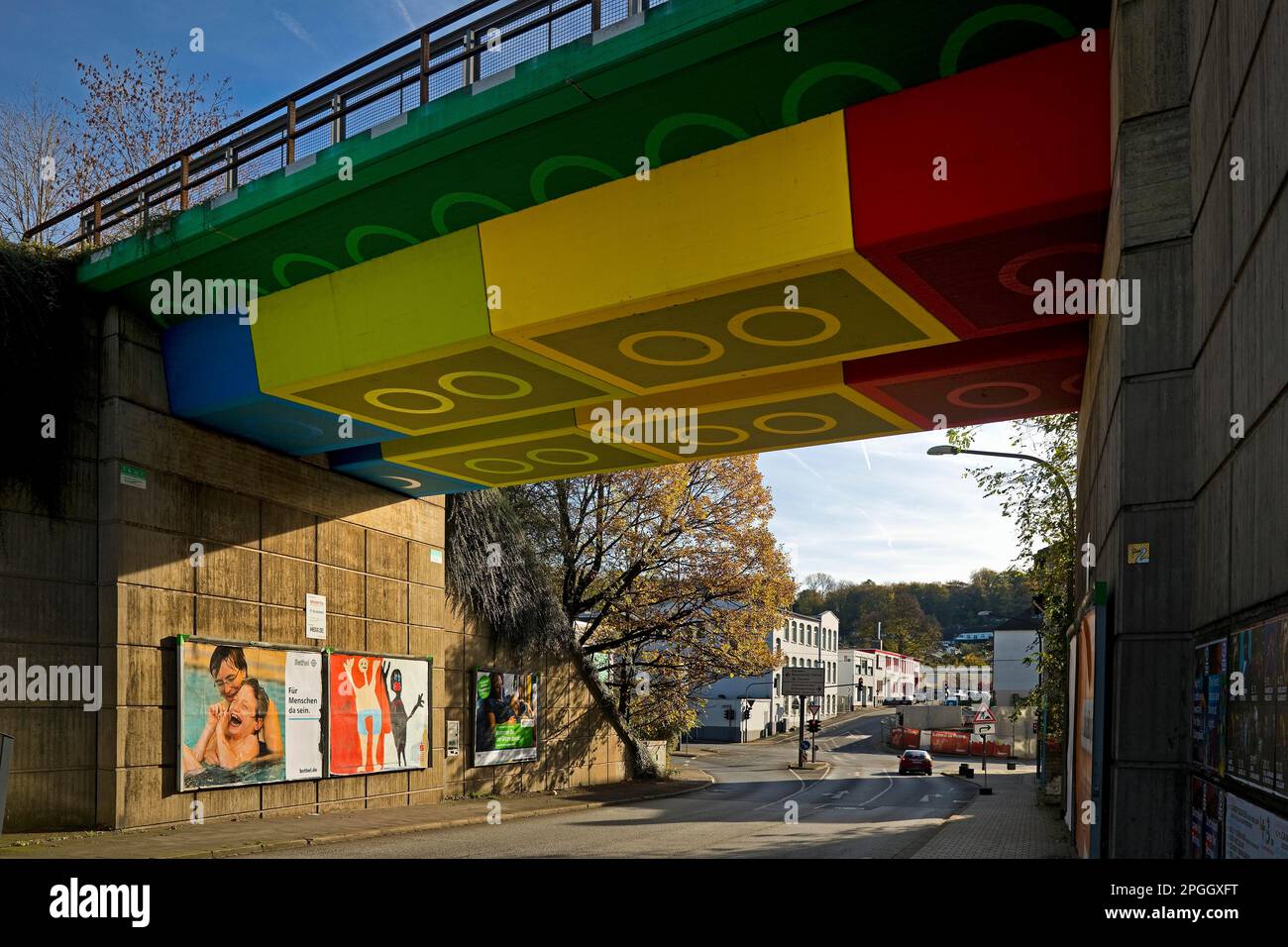 Lego bridge, designed by street artist Martin Heuwold (MEGX), Wuppertal ...