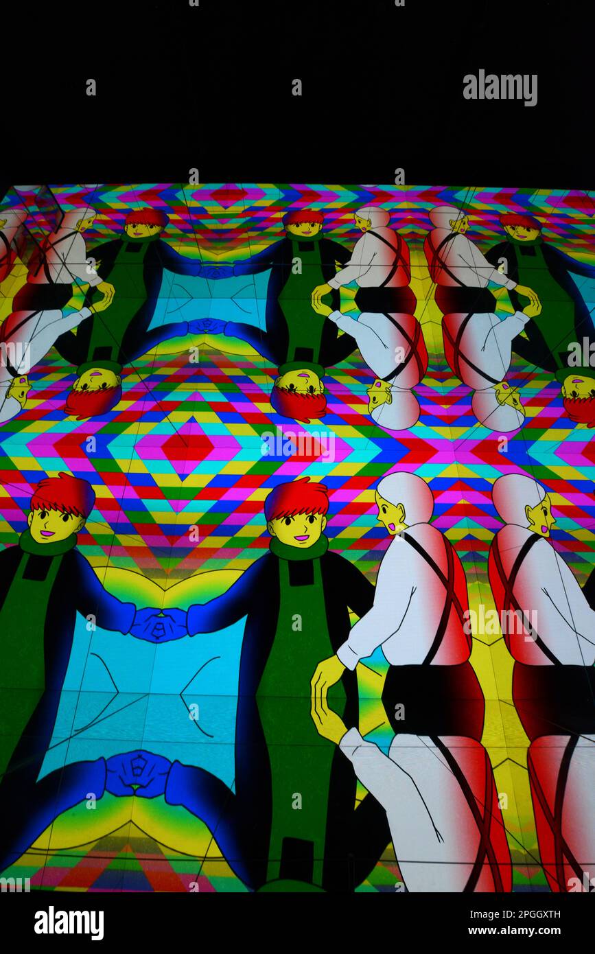 A digital art exhibit at the M+ museum in the west Kowloon cultural district in Hong Kong Stock ...