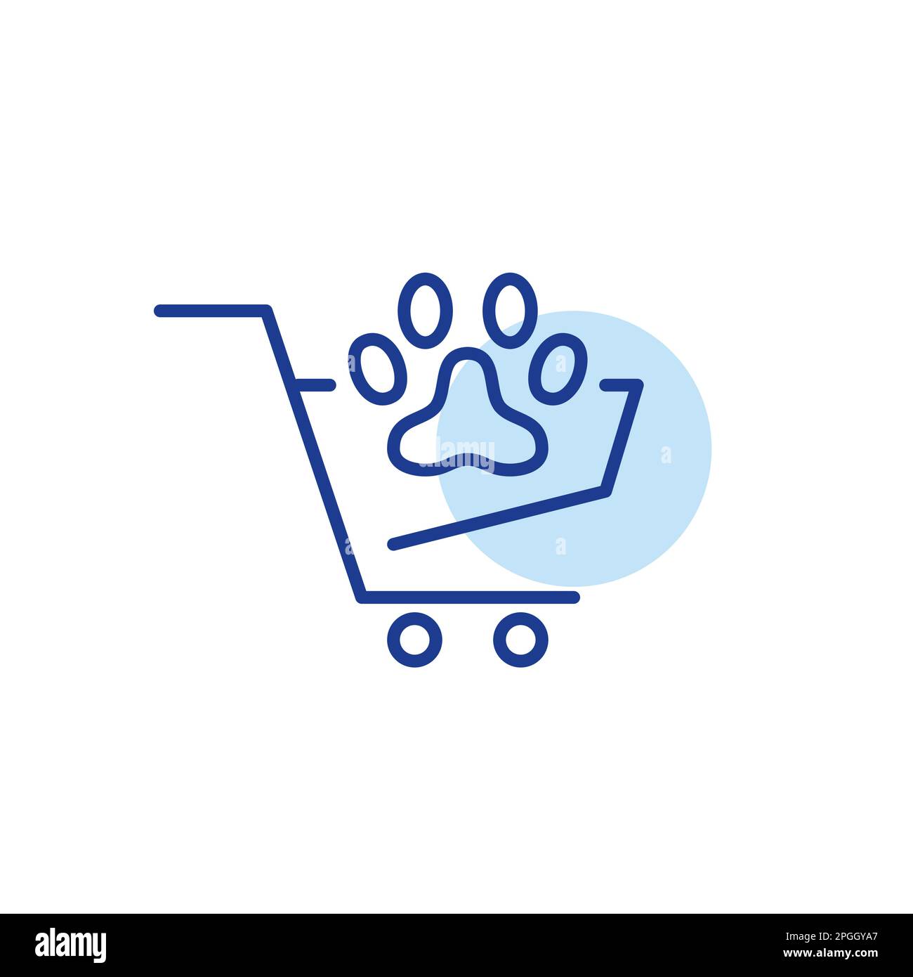 Pet store grocery products. Paw in a shopping cart. Pixel perfect ...