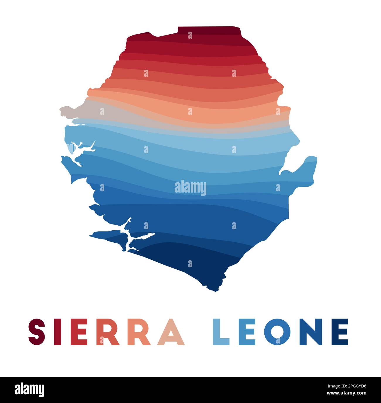 Sierra Leone map. Map of the country with beautiful geometric waves in ...
