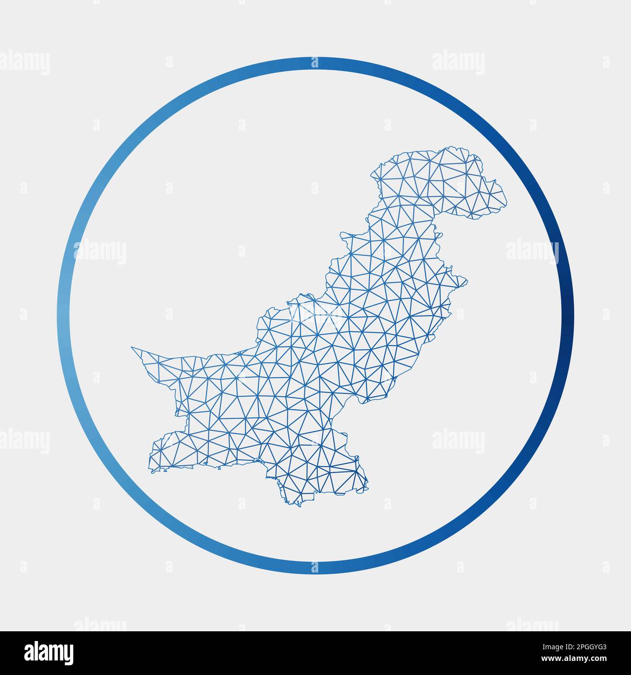 Pakistan icon. Network map of the country. Round Pakistan sign with ...