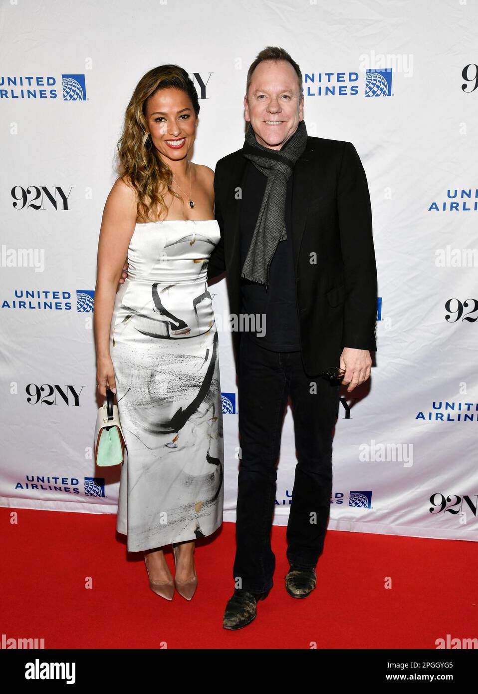 Meta Golding, left, and Kiefer Sutherland from the Paramount+ ...