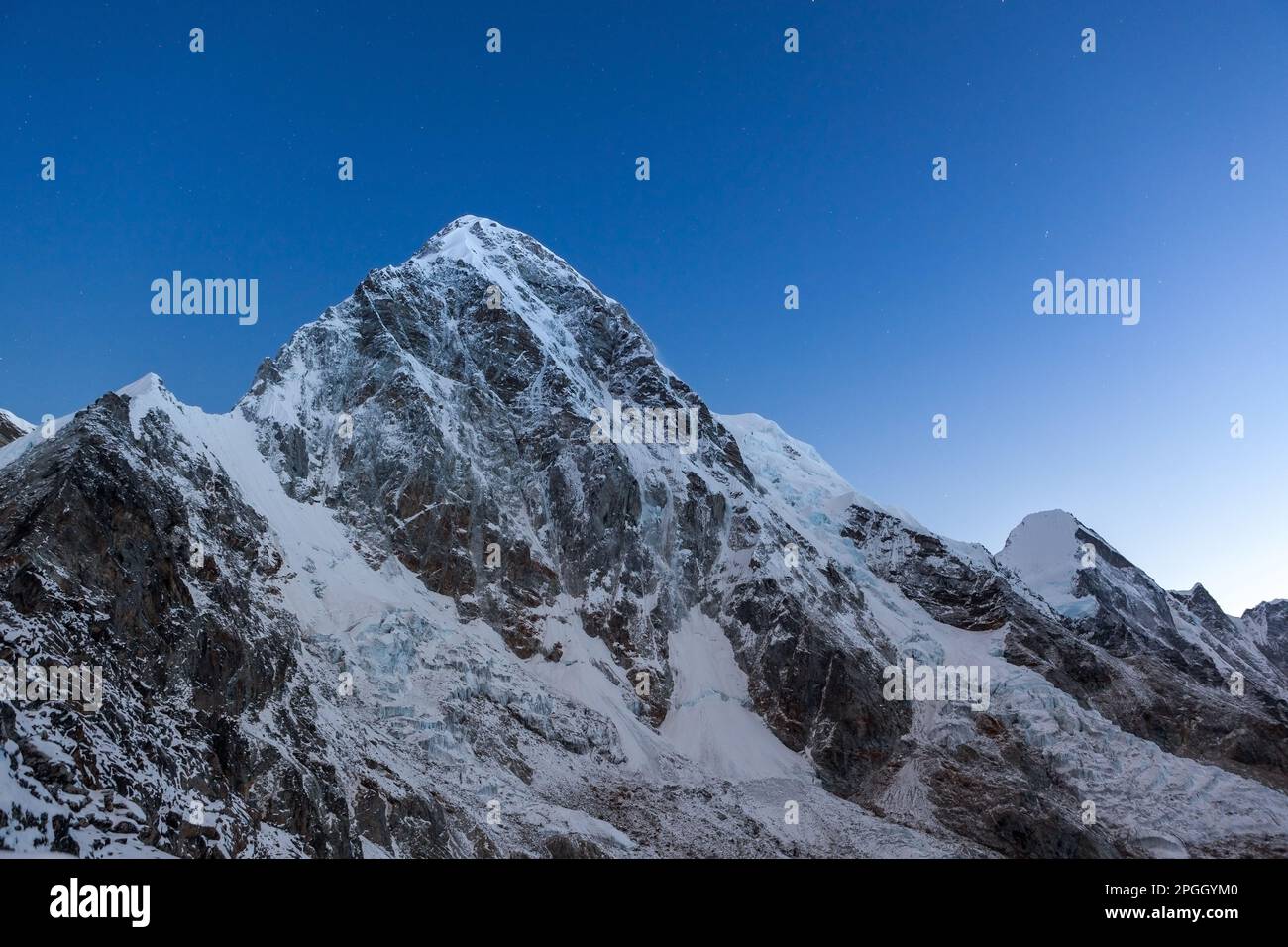 Pumori mountain peak on the famous Everest Base Camp trek in the ...