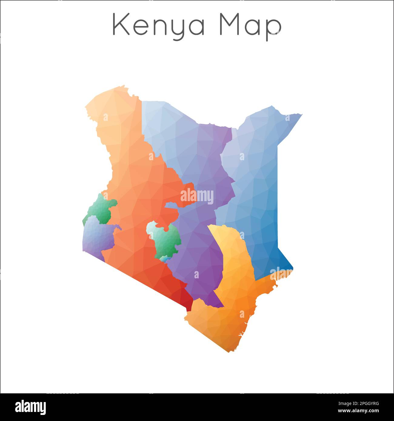 Low poly map of Kenya. Kenya geometric polygonal, mosaic style map ...