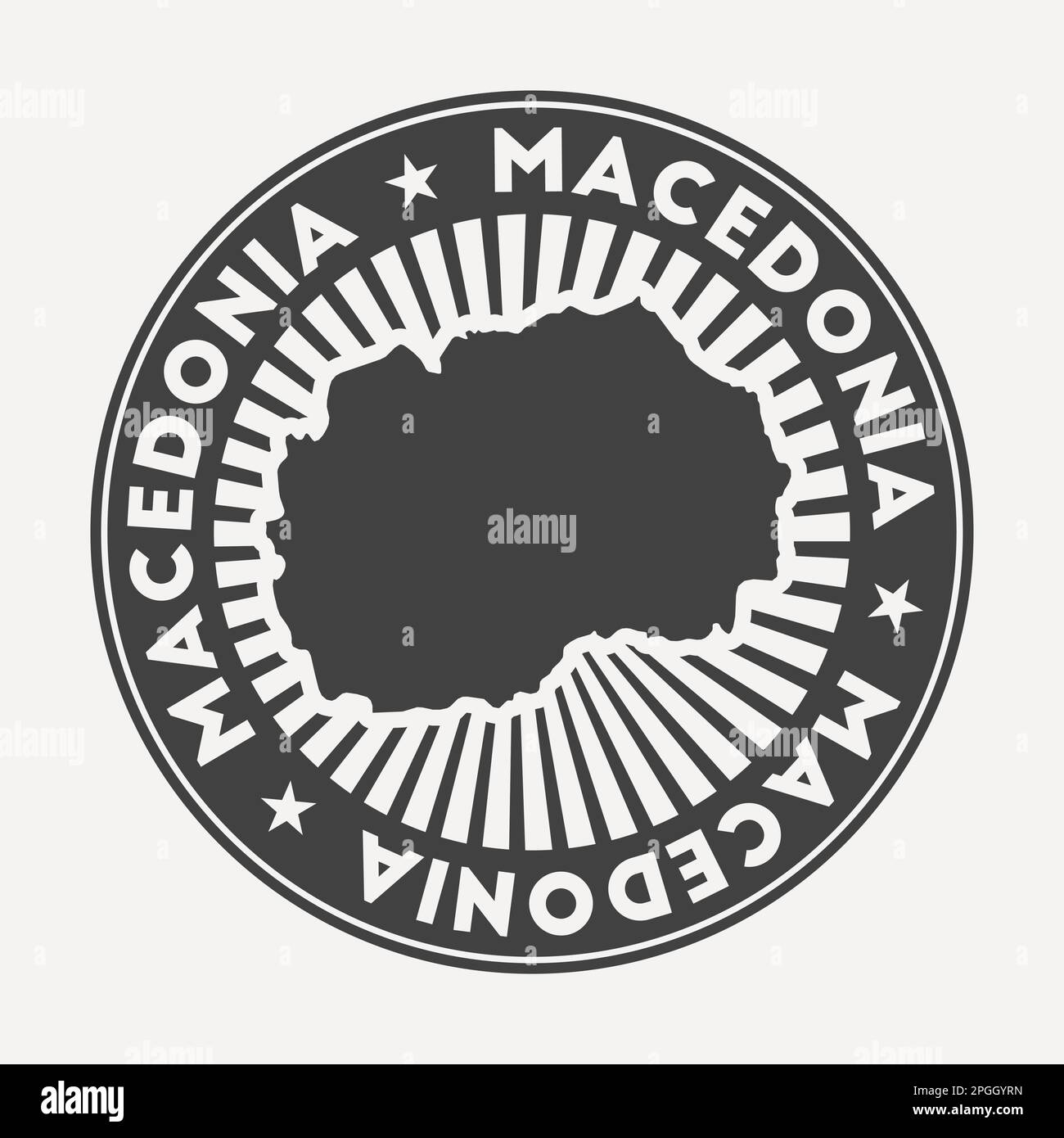 Macedonia round logo. Vintage travel badge with the circular name and ...