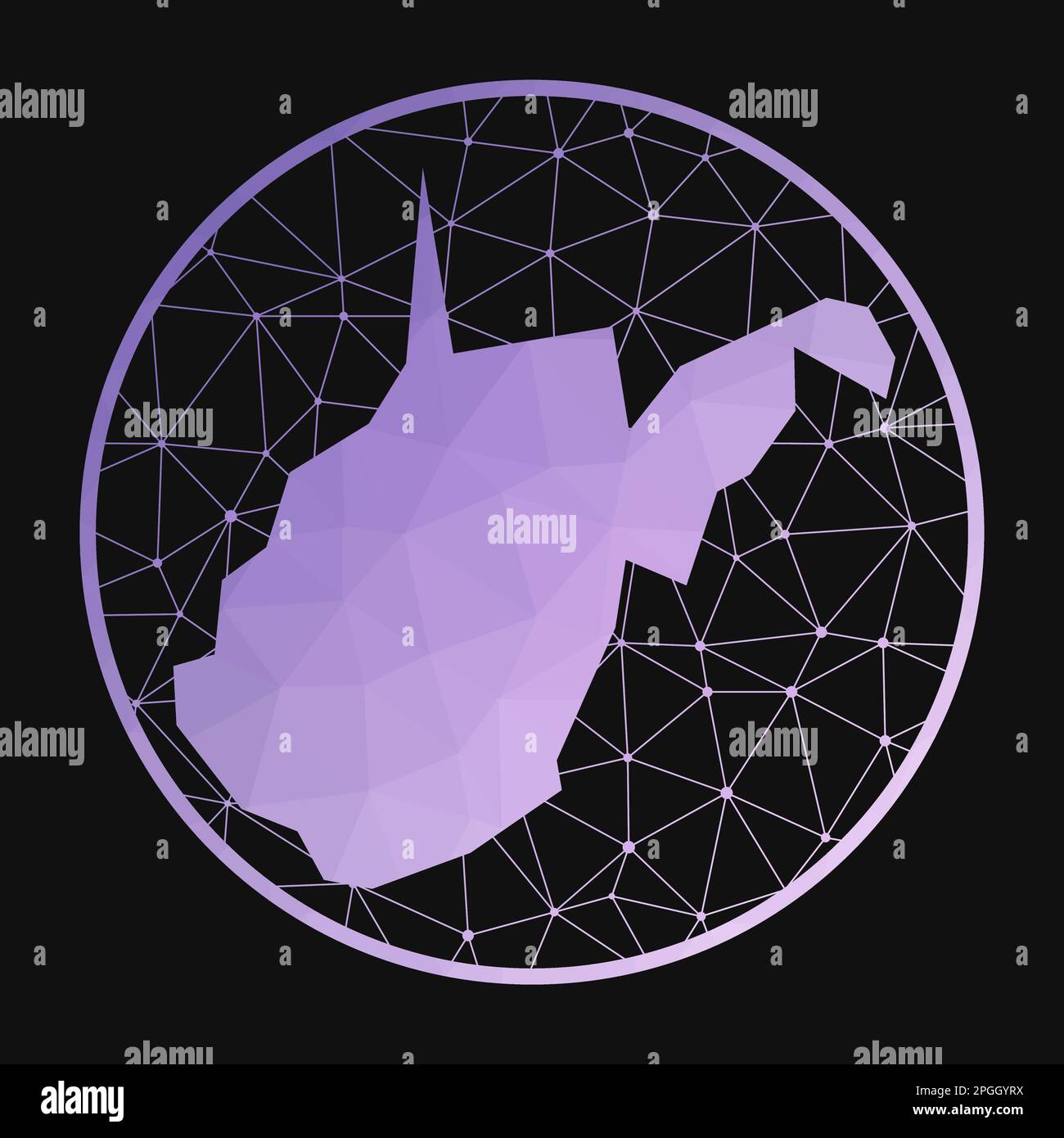 West Virginia icon. Vector polygonal map of the US state. West Virginia ...