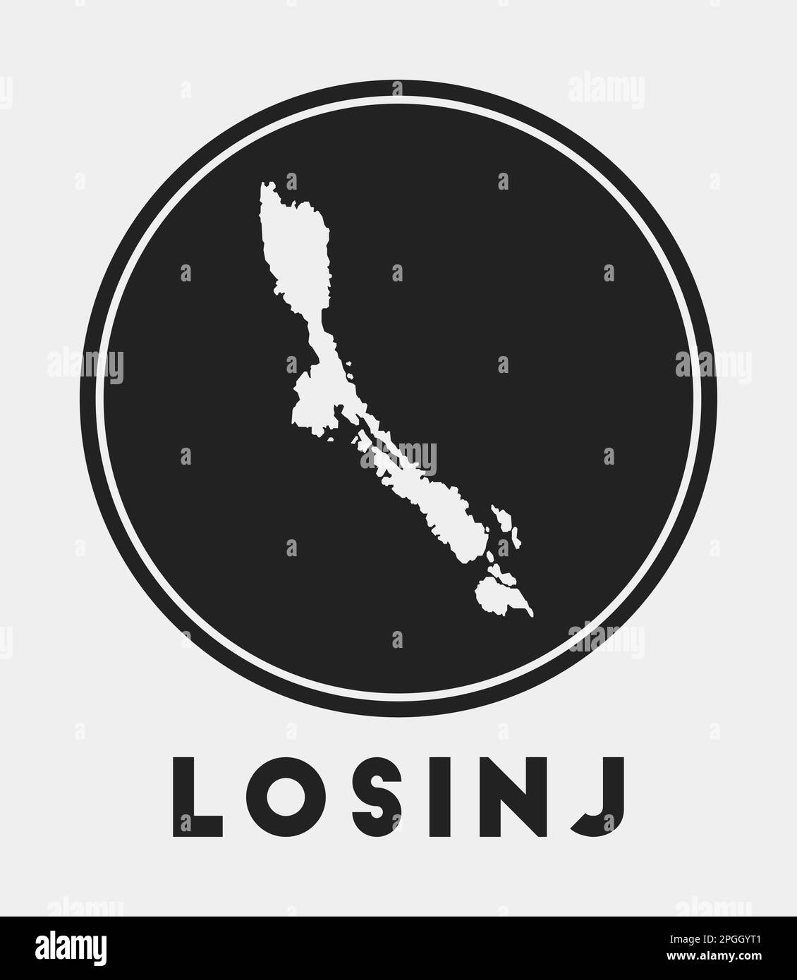 Losinj icon. Round logo with island map and title. Stylish Losinj badge ...
