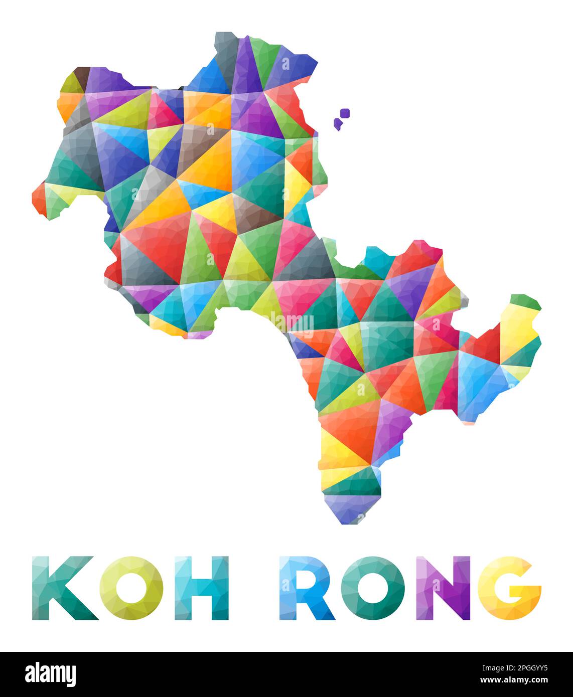 Koh Rong - colorful low poly island shape. Multicolor geometric ...