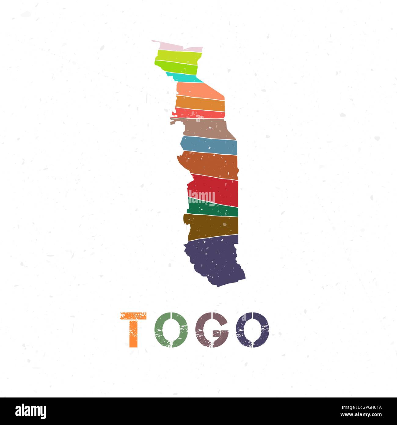 Togo map design. Shape of the country with beautiful geometric waves and grunge texture ...
