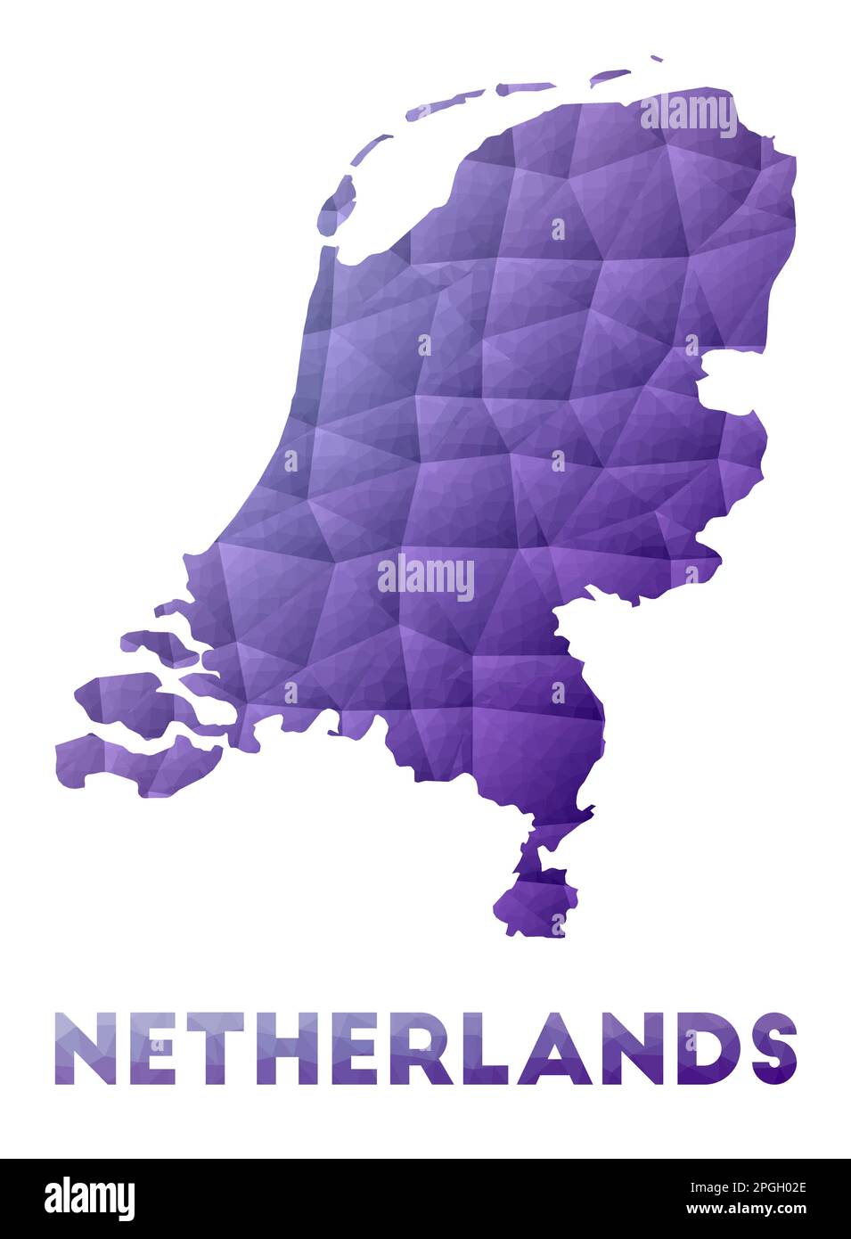 Map of Netherlands. Low poly illustration of the country. Purple ...