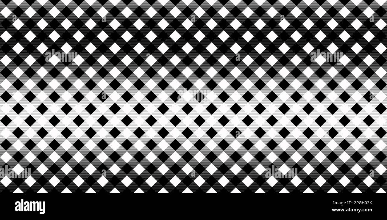 Seamless diagonal gingham pattern. Black and white vichy cage ...