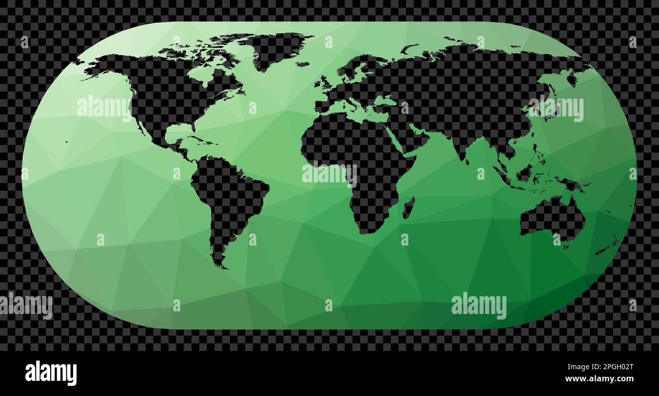 Abstract digital map of the world. Eckert 3 projection. Polygonal map ...