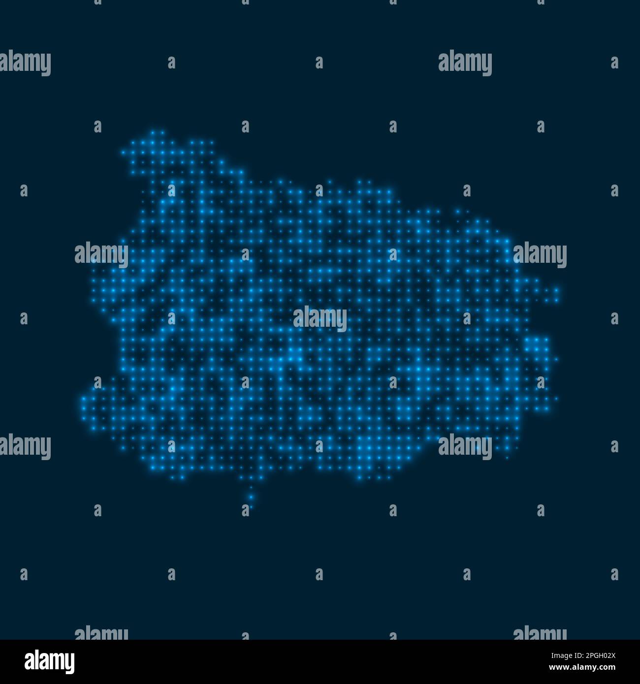 Ischia dotted glowing map. Shape of the island with blue bright bulbs ...