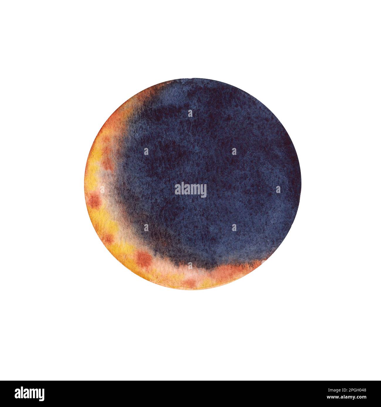 Lunar eclipse watercolor illustration. Hand drawn illustration. For the ...