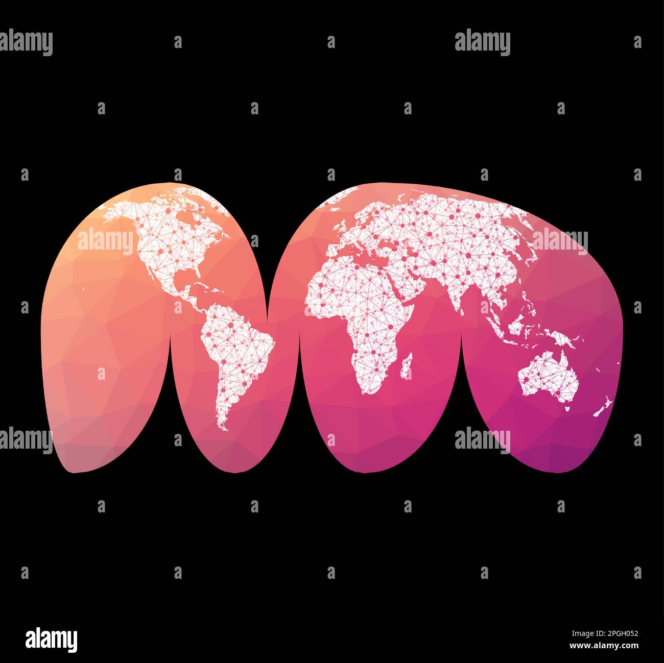 World network map. Goode's interrupted Mollweide projection. Wired ...