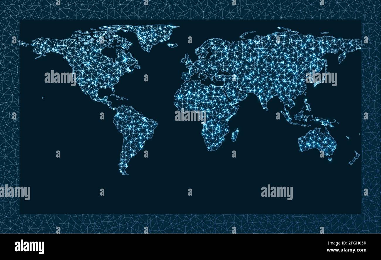 Global internet business concept. Patterson projection. World Network. Modern connections map ...