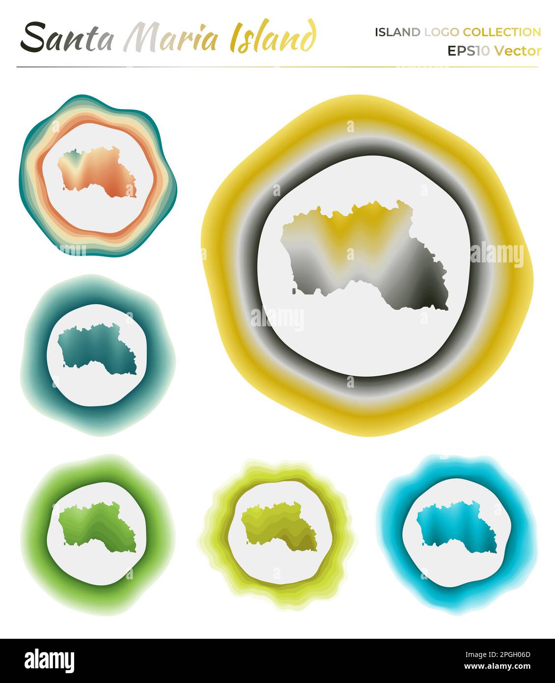 Santa Maria logo collection. Colorful badge of the island. Layers ...