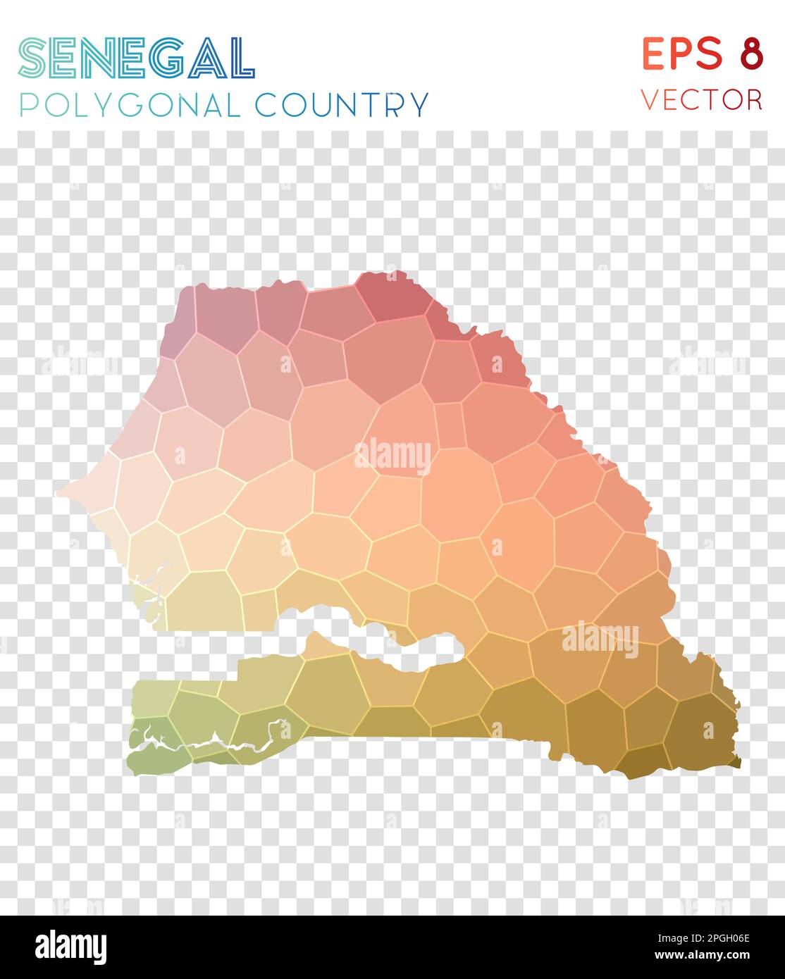 Senegal polygonal map, mosaic style country. Bold low poly style ...