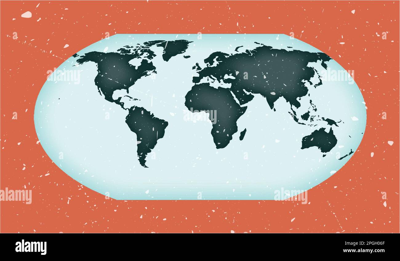 World Map Poster. Wagner VI projection. Vintage World shape with grunge ...