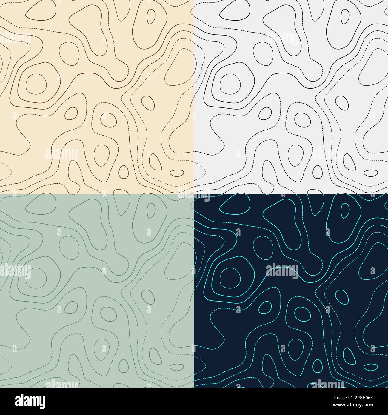 Topography patterns. Seamless elevation map tiles. Attractive isoline ...