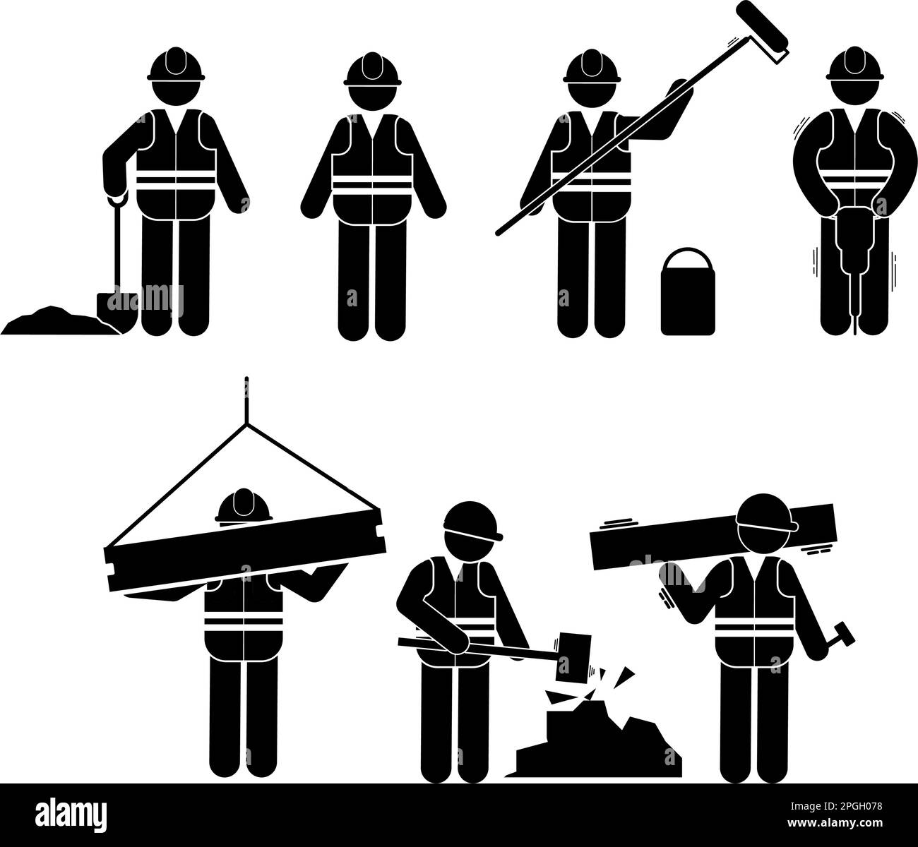 demolition. destruction. demolishing. demolishment.construction worker Stock Vector Image & Art ...