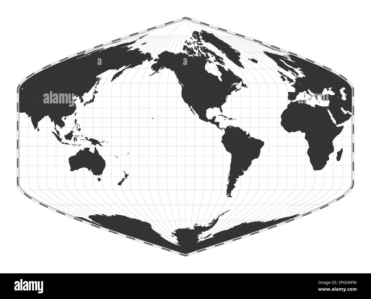 Vector world map. Baker Dymaxion projection. Plain world geographical ...