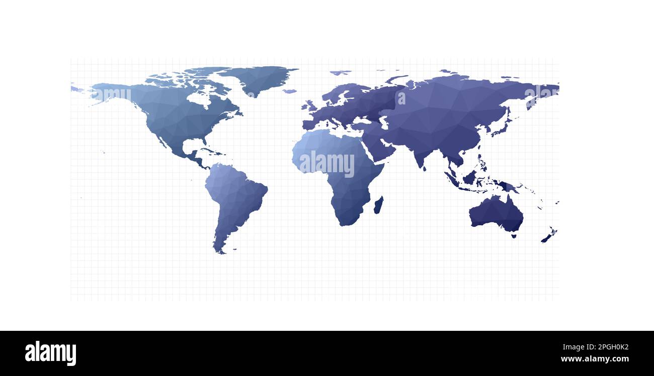 Polygonal world map. Equirectangular projection. Neat vector ...