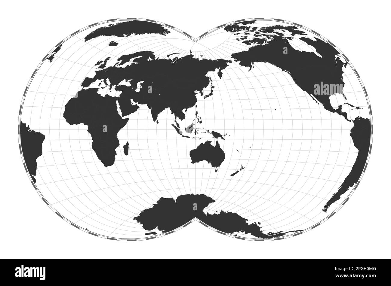 Vector world map. Van der Grinten IV projection. Plain world ...