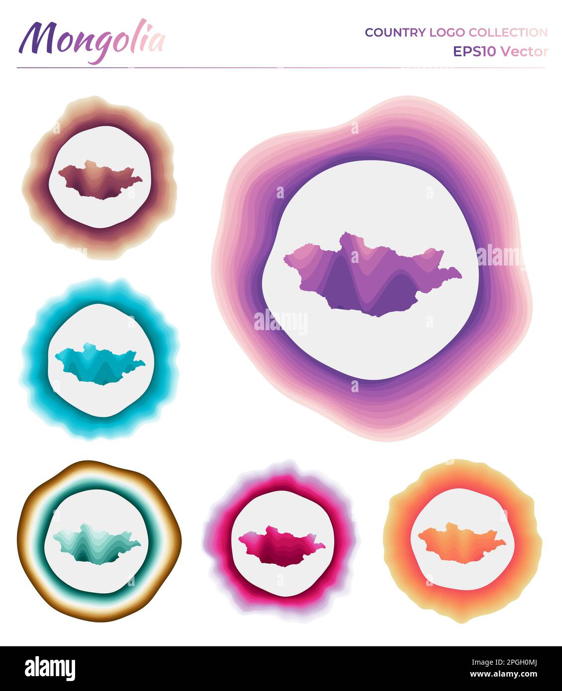 Mongolia logo collection. Colorful badge of the country. Layers around ...