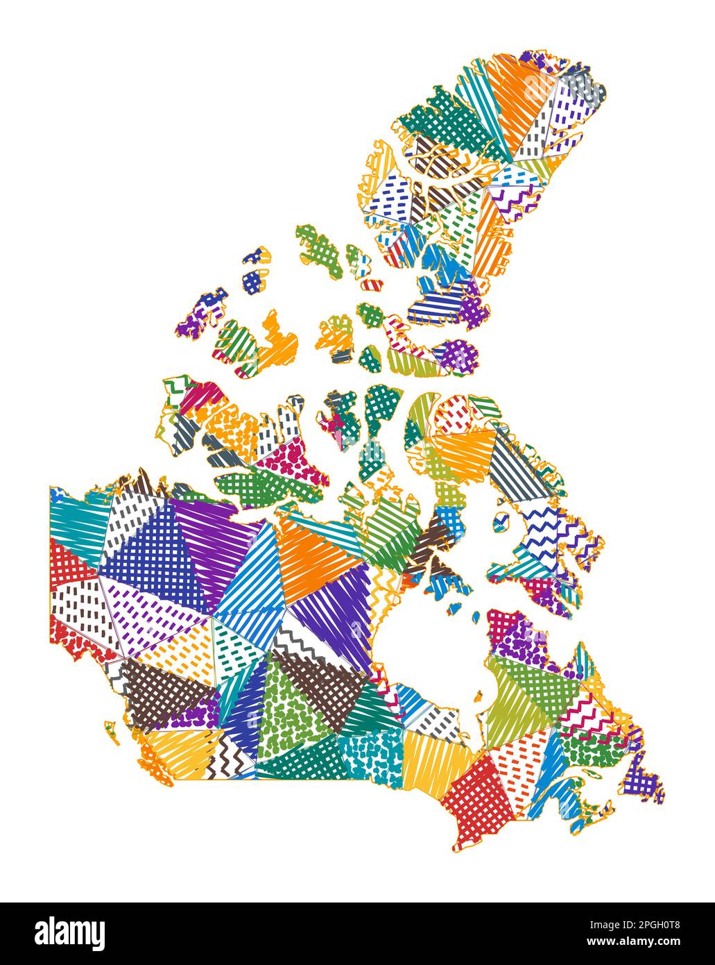 Kid style map of Canada. Hand drawn polygons in the shape of Canada ...