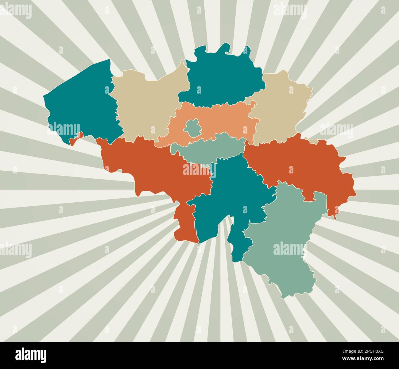 Belgium map. Poster with map of the country in retro color palette ...