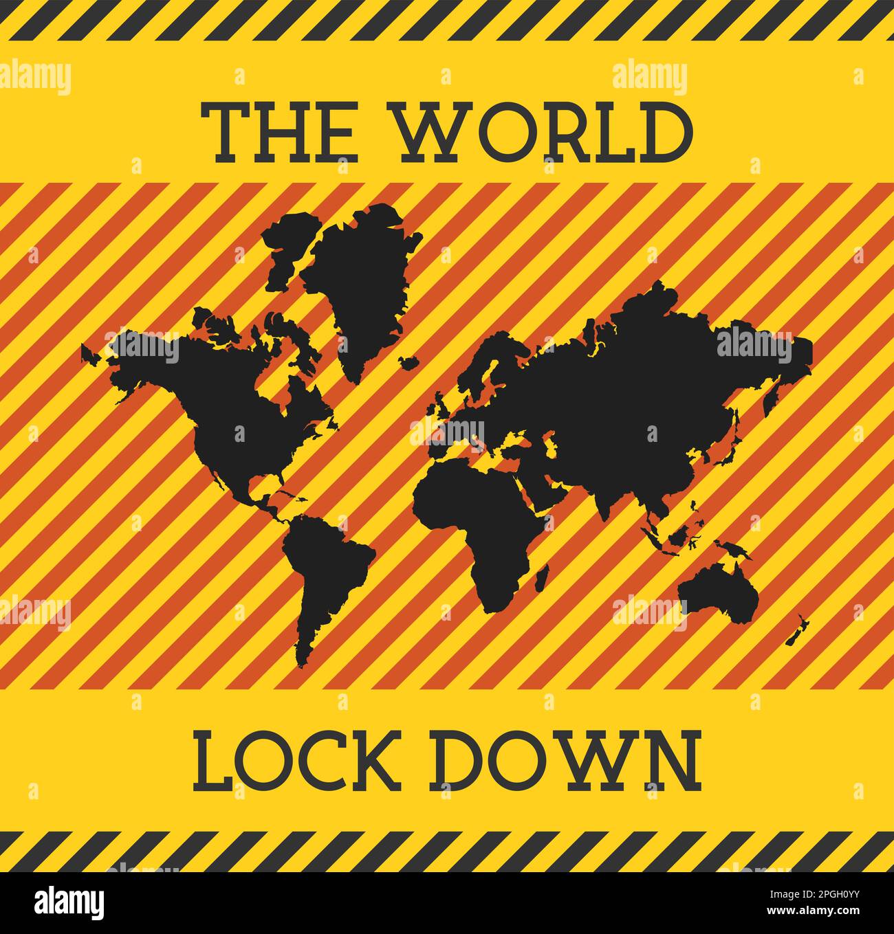 The World Lock Down Sign. Yellow world pandemic danger icon. Vector ...