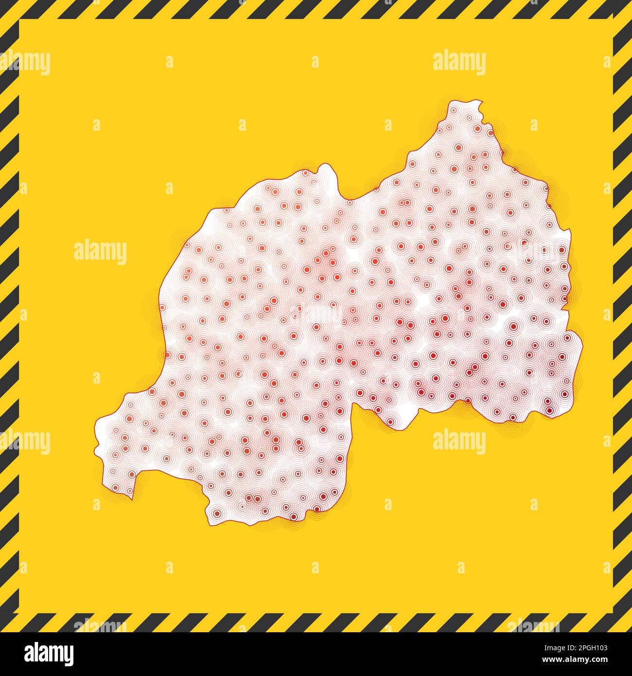 Rwanda closed - virus danger sign. Lockdown country icon. Black striped ...