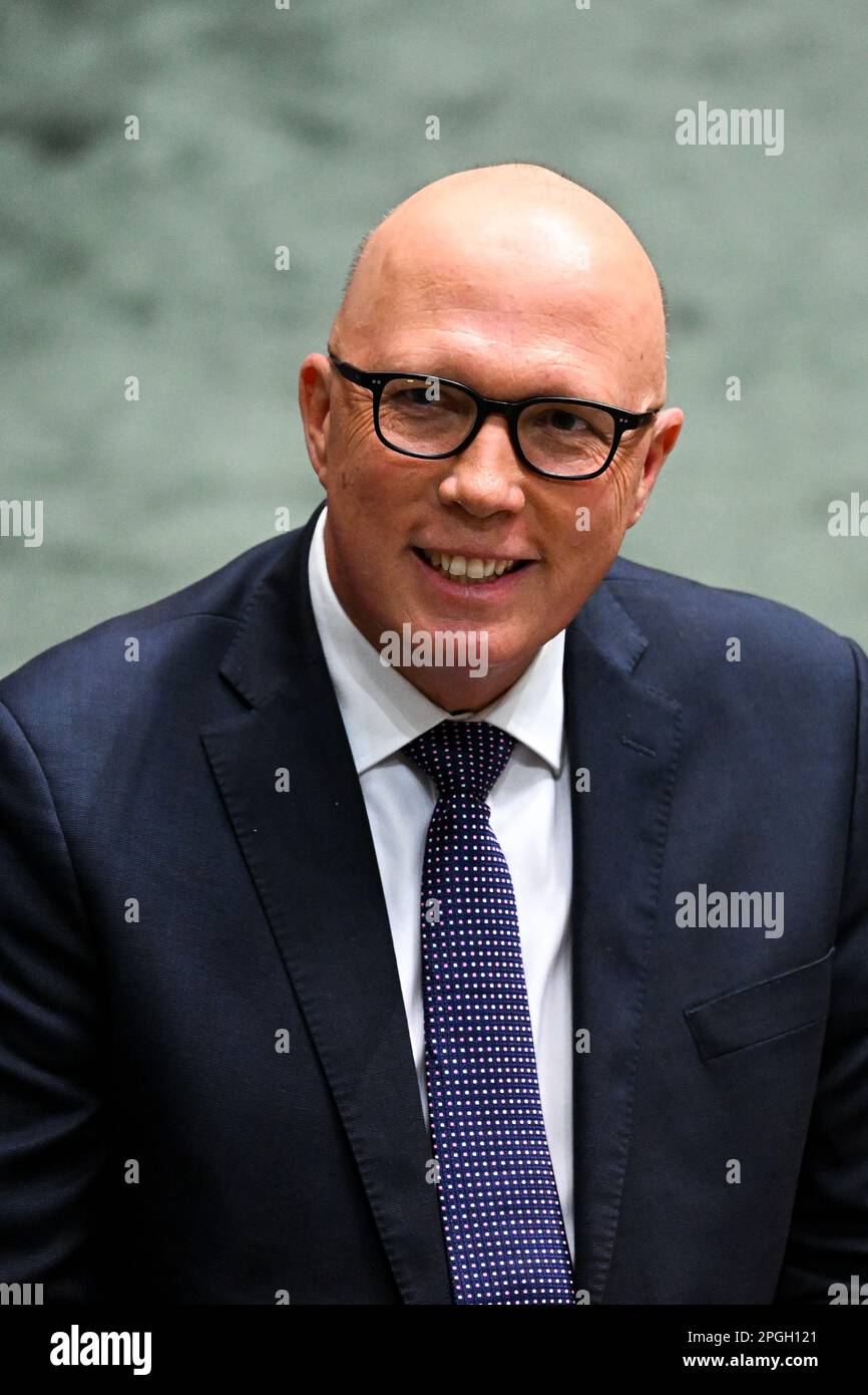 Australian Opposition Leader Peter Dutton reacts during Question Time ...