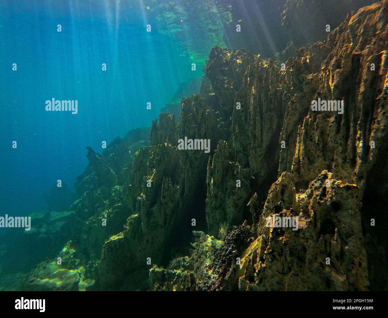 A rough rock below the water in Coron, Palawan in the Philippines with ...