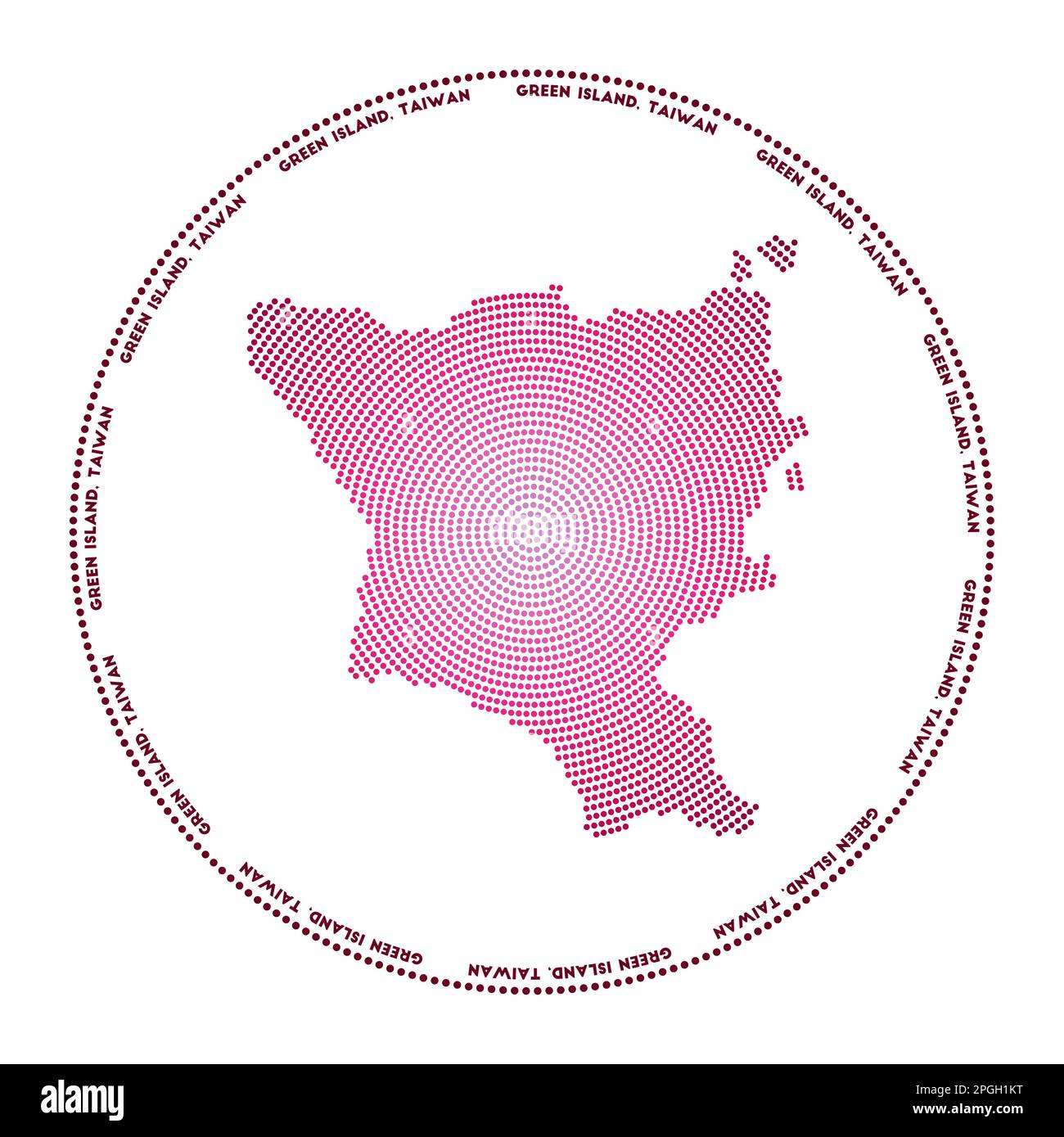 Green Island, Taiwan round logo. Digital style shape of Green Island ...