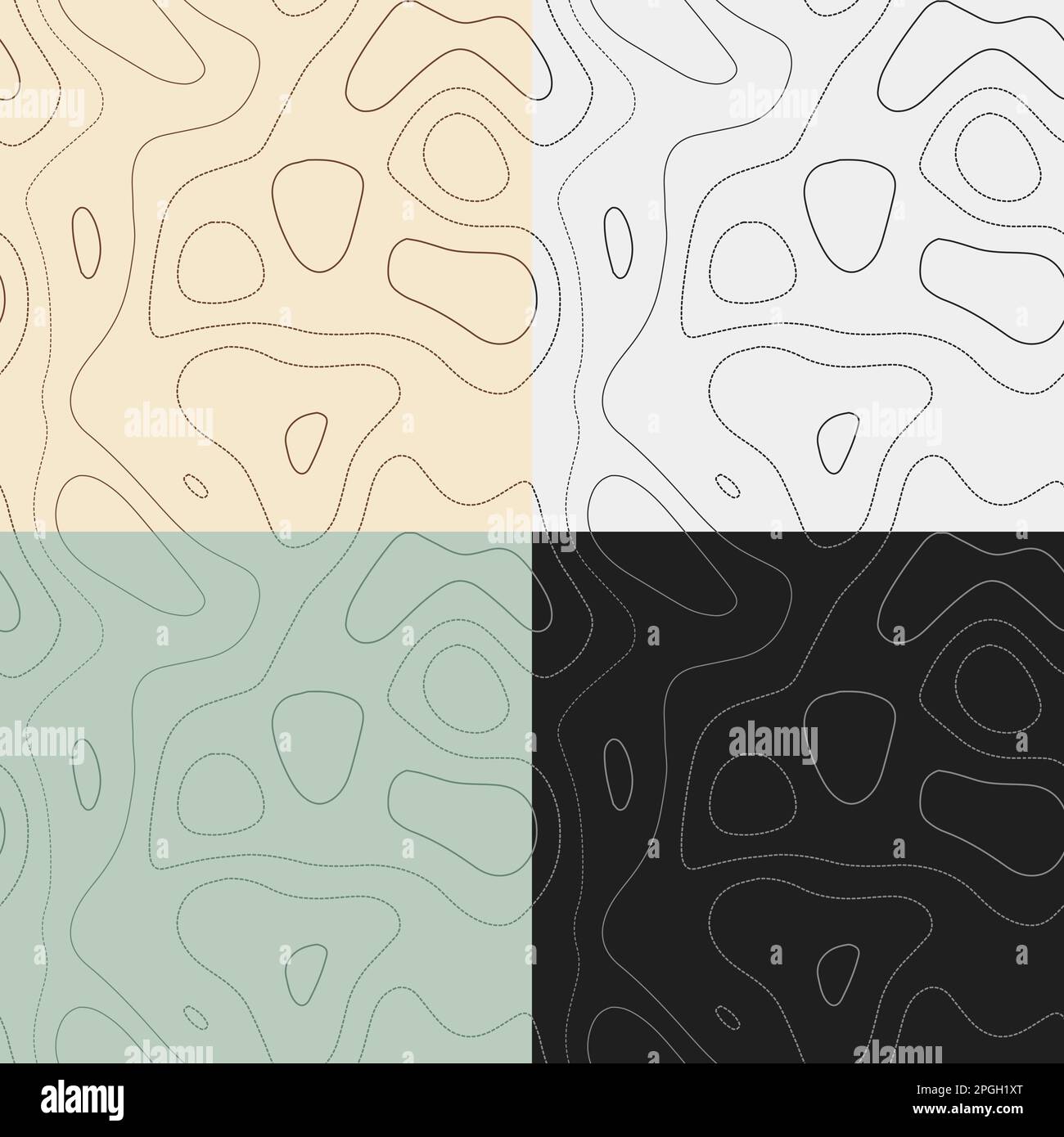 Topography patterns. Seamless elevation map tiles. Awesome isoline ...